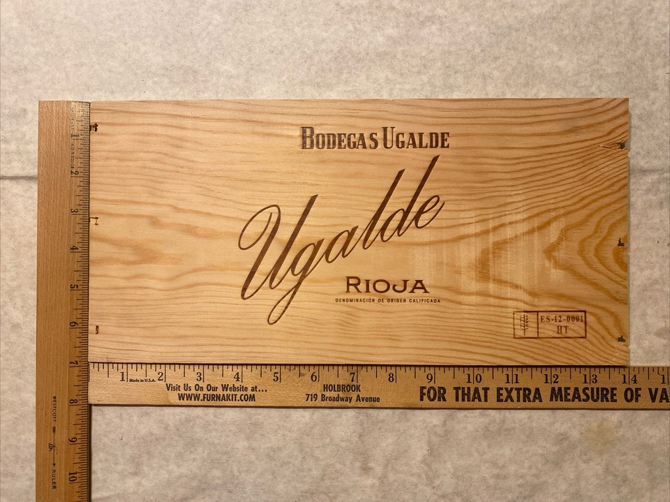 1 Rare Wine Wood Panel Bodega’s Ugalde Rioja Vintage CRATE BOX SIDE 12/ ...