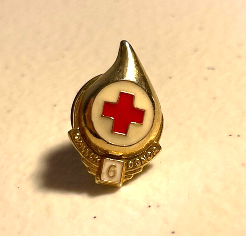 Vintage .5" 6 Gallon Blood Donor Lapel Pin American Red Cross Gold ...