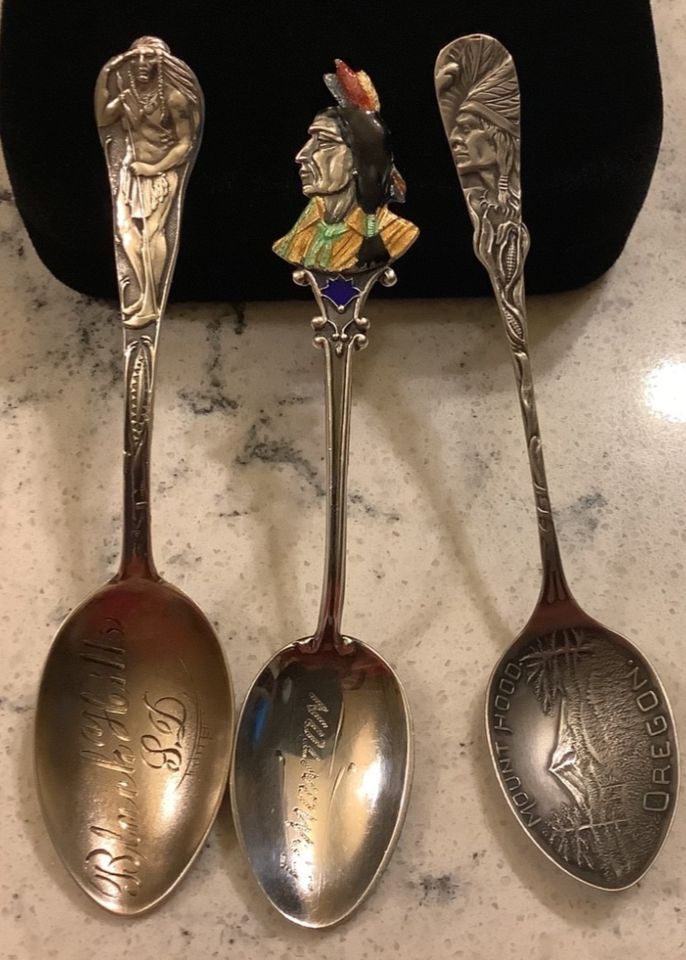 3 Antique Sterling Silver Native American Souvenir Spoons | eBay