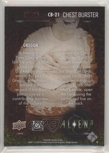 2021 Upper Deck Alien 3 Chest Burster Character SP 27/50 Peter Gregor #CB-21 4et | eBay
