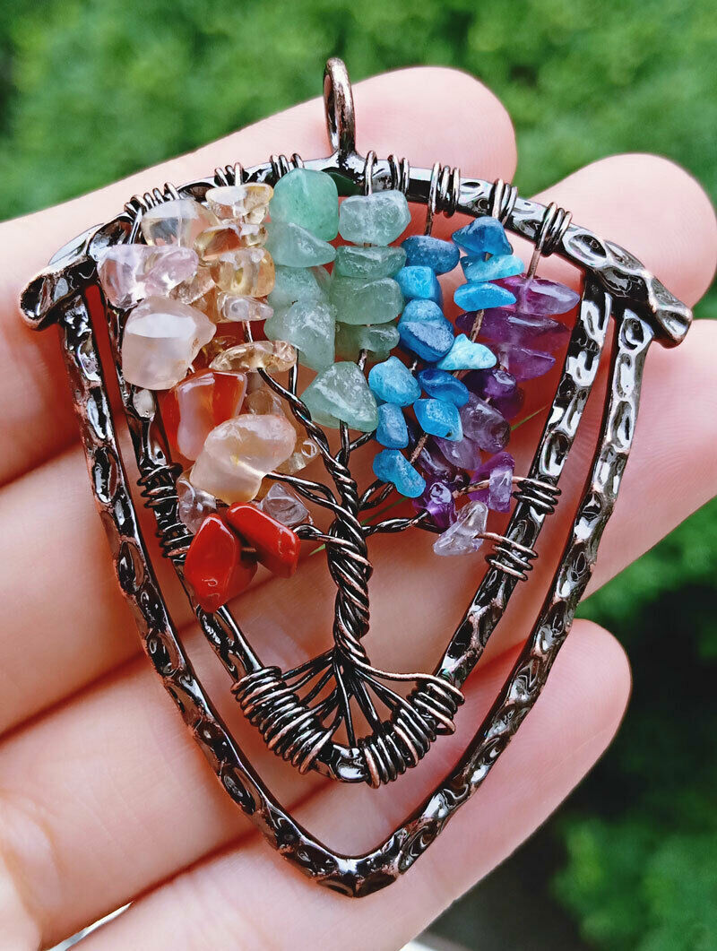 5pcs Yoga 7 stone Tree of life shield Pendants Energy Power Reiki ...