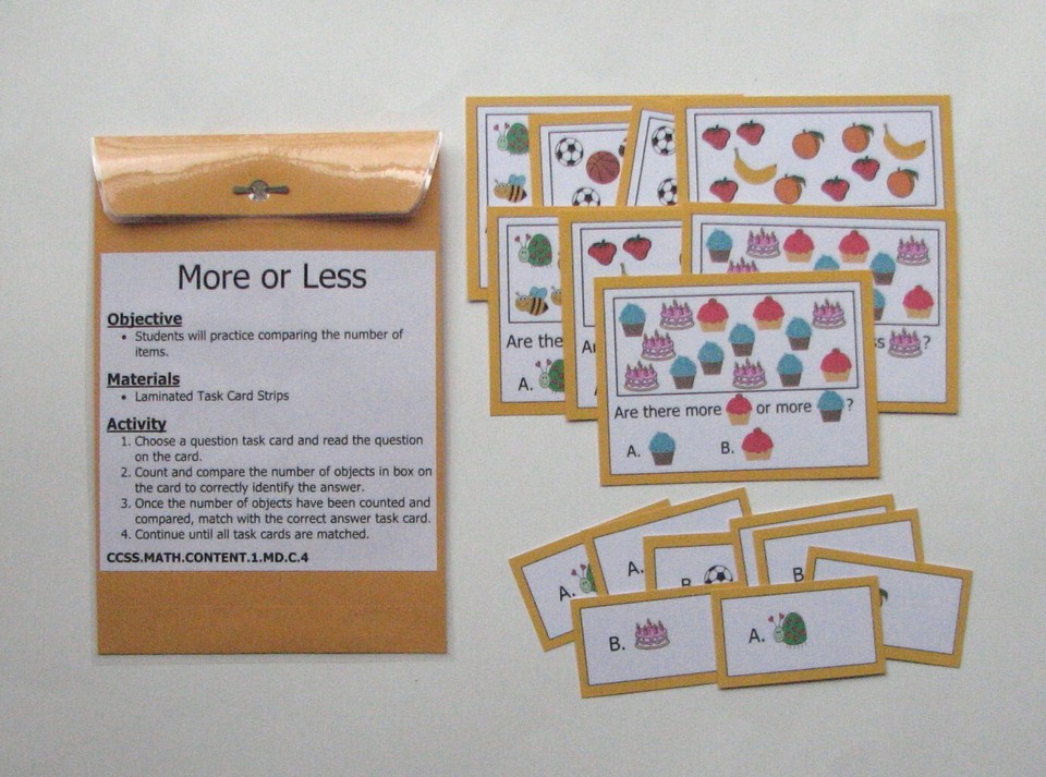 Teacher Made Math Resource Center Game Comparing Objects More or Less ...