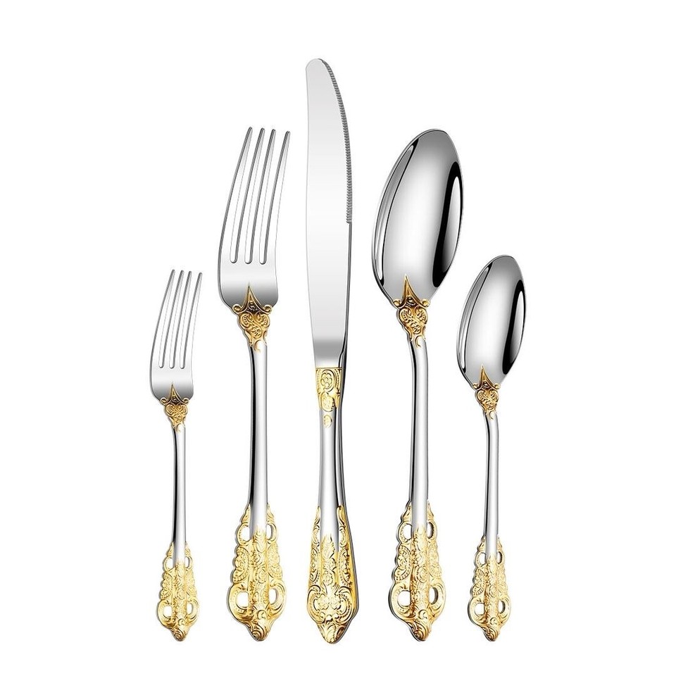 Luxury Royal 30 Pcs Silverware Set, Premium 304 Stainless Steel. (Gold ...