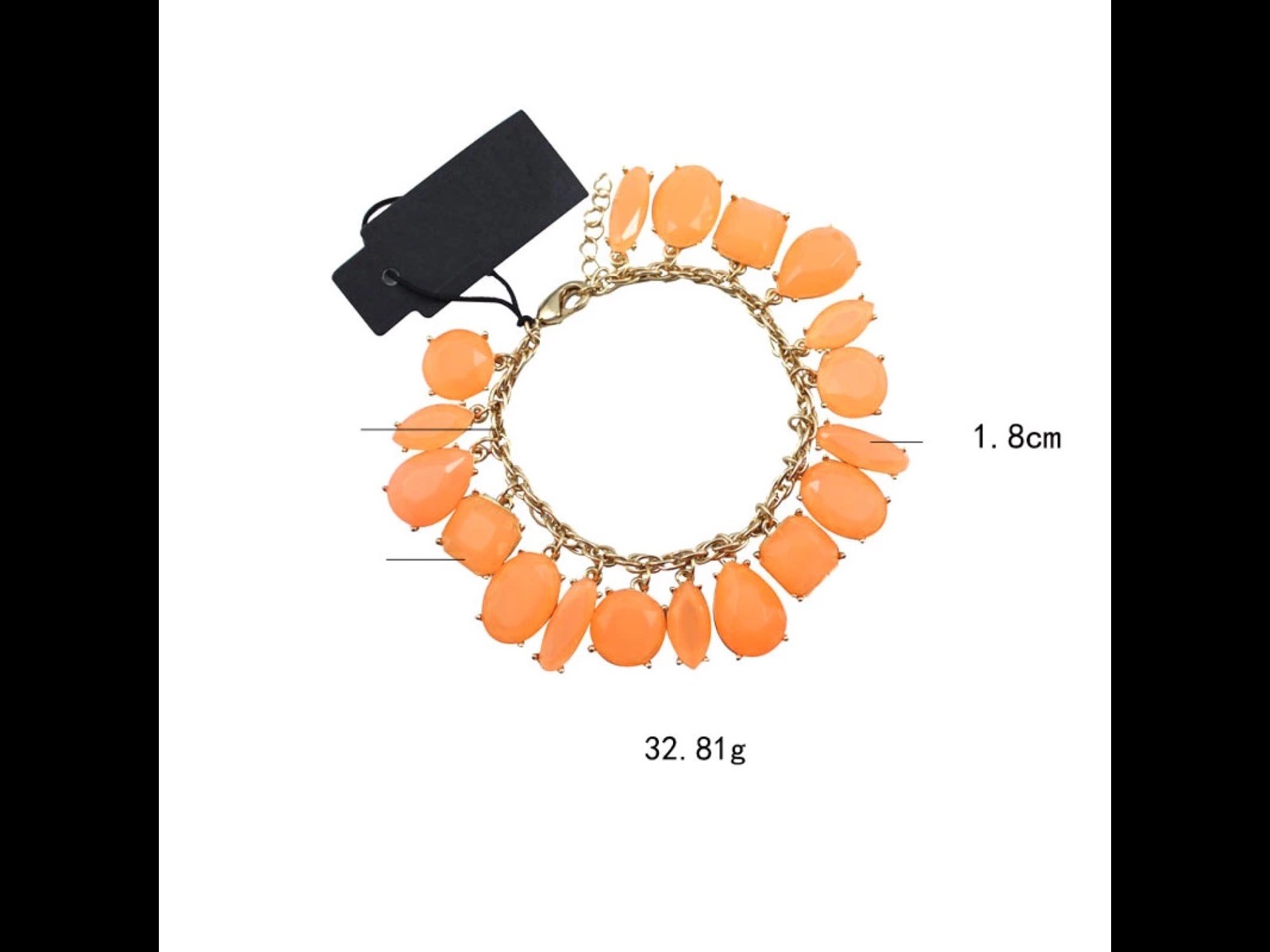 Golden Chain Orange Crystals Tassel Bracelet Gold Colour Chain Women ...