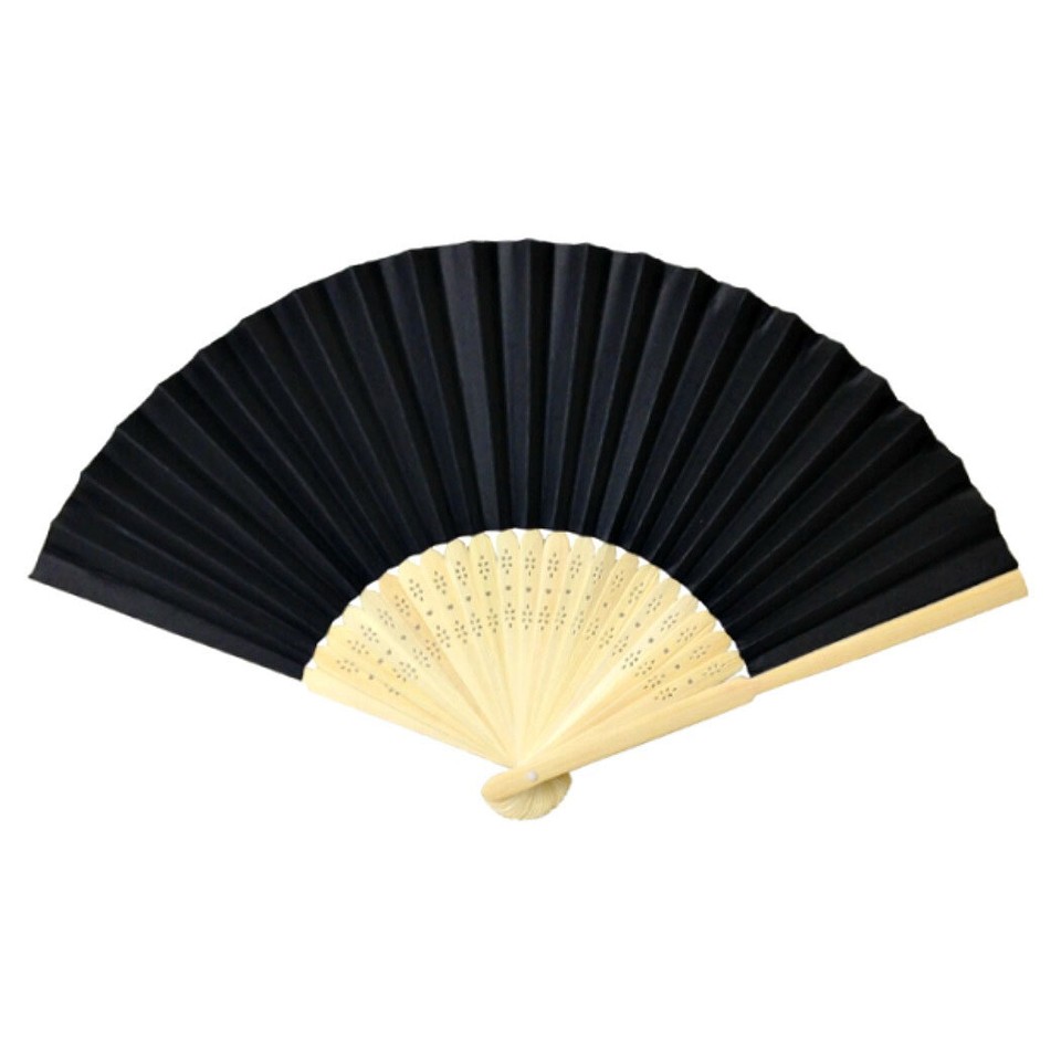 10 PAPER FANS Folding Hand Fan Wedding Gift Party Favor Bamboo Set Lot ...