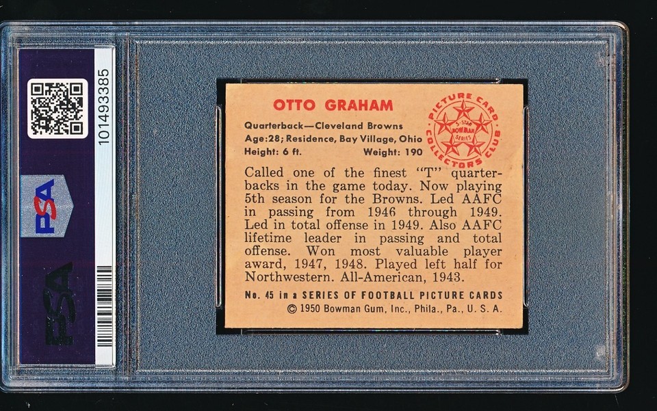 1950 Bowman OTTO GRAHAM Rookie #45 PSA 7 | eBay