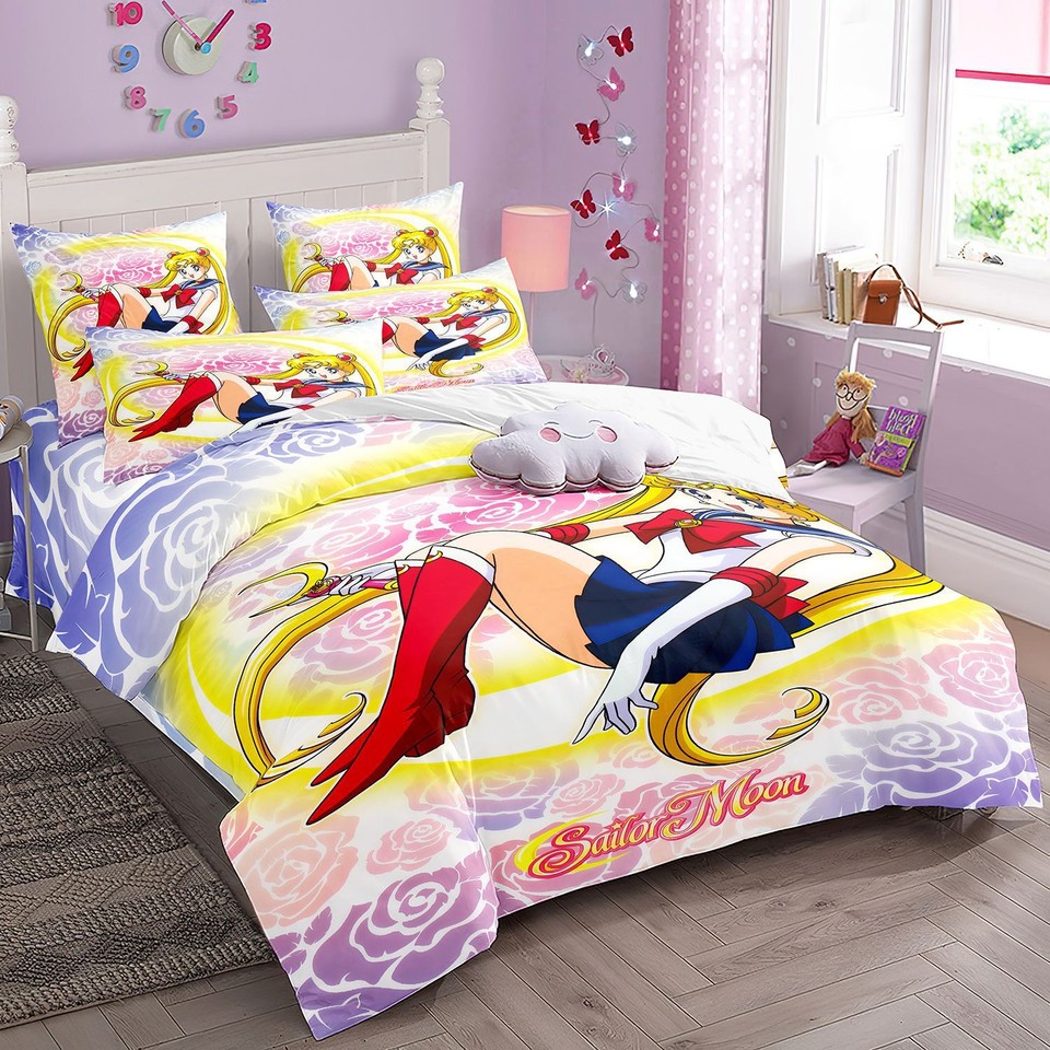 Sailor Moon Cartoon Quilt Bett bezug Bettwäsche Set Einzel Doppel | eBay.de
