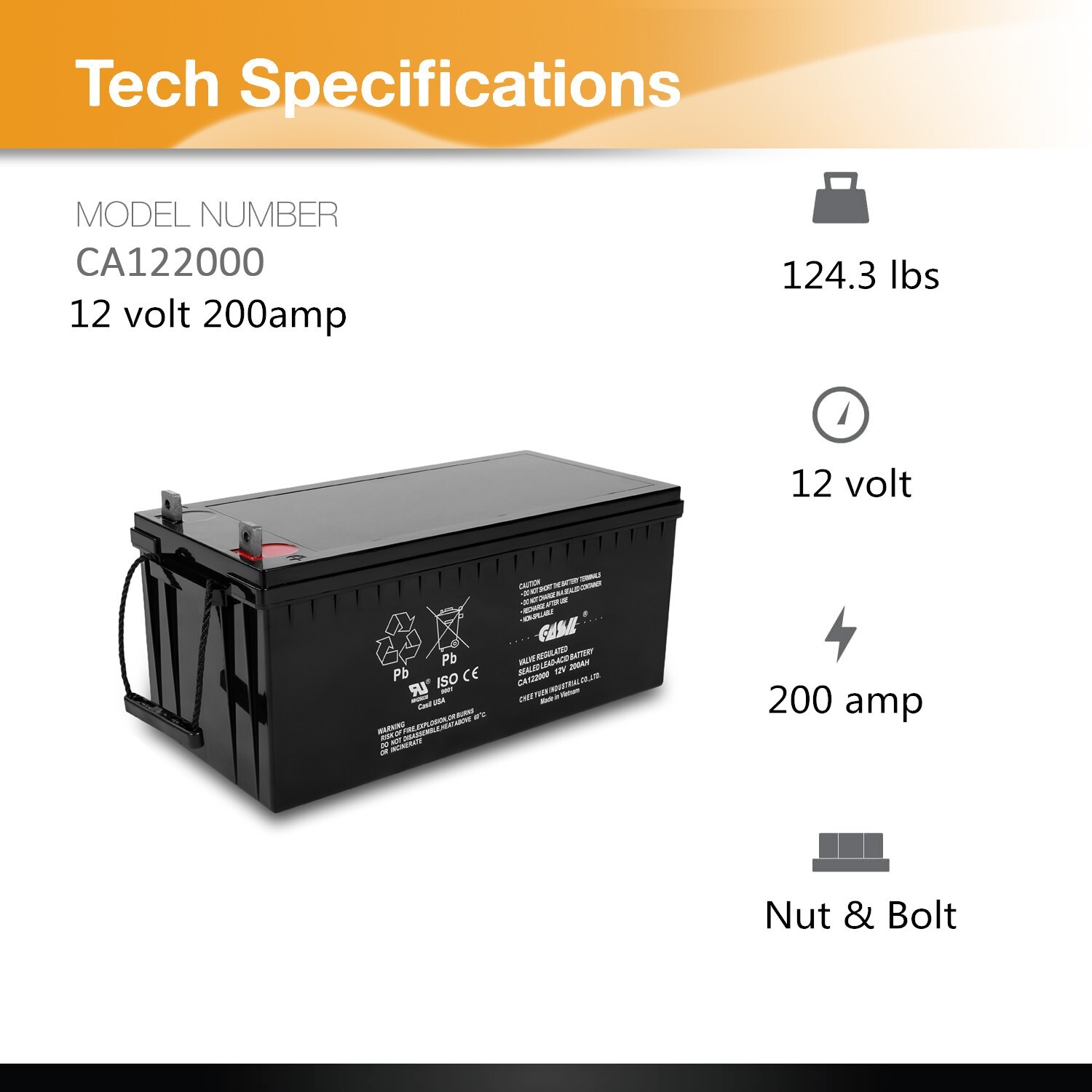 12V 200Ah 4D SLA Replacement Battery for Caterpillar Excavators by ...