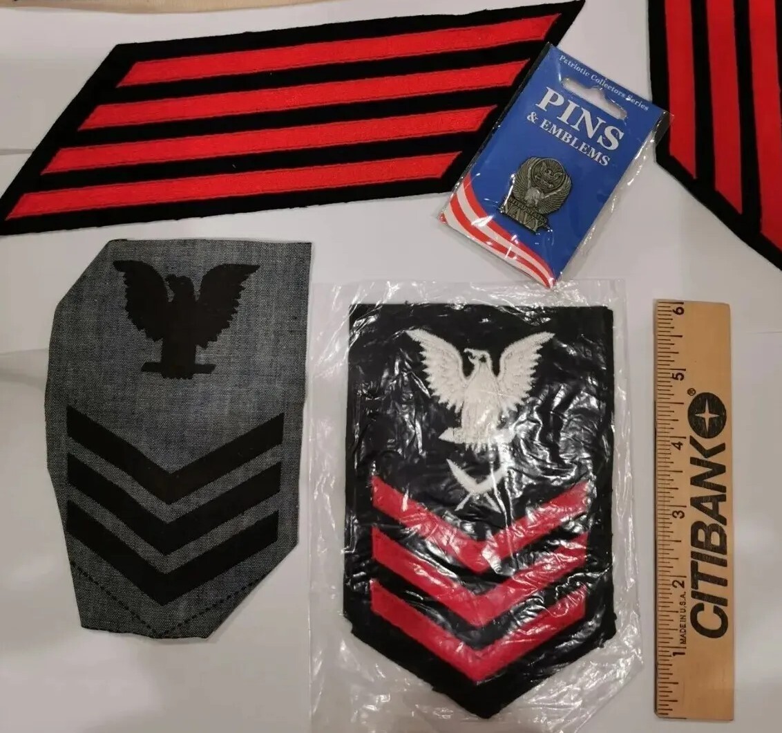 US NAVY PETTY OFFICER 1ST CLASS YEOMAN RATE PATCH Service stripes pin ...