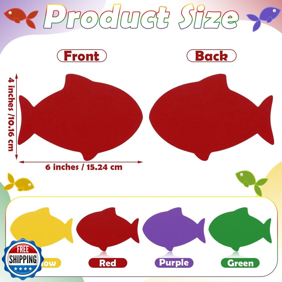 Ireer 48 Pcs Large Foam Fish Cutouts 6 Inch Colorful Fish Shapes ...
