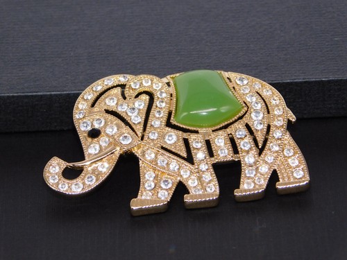 MONET Gold Tone & Rhinestone Elephant Brooch | eBay