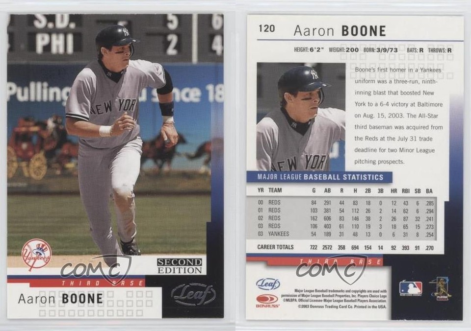 2004 Leaf Second Edition Aaron Boone #120 0e4 | eBay