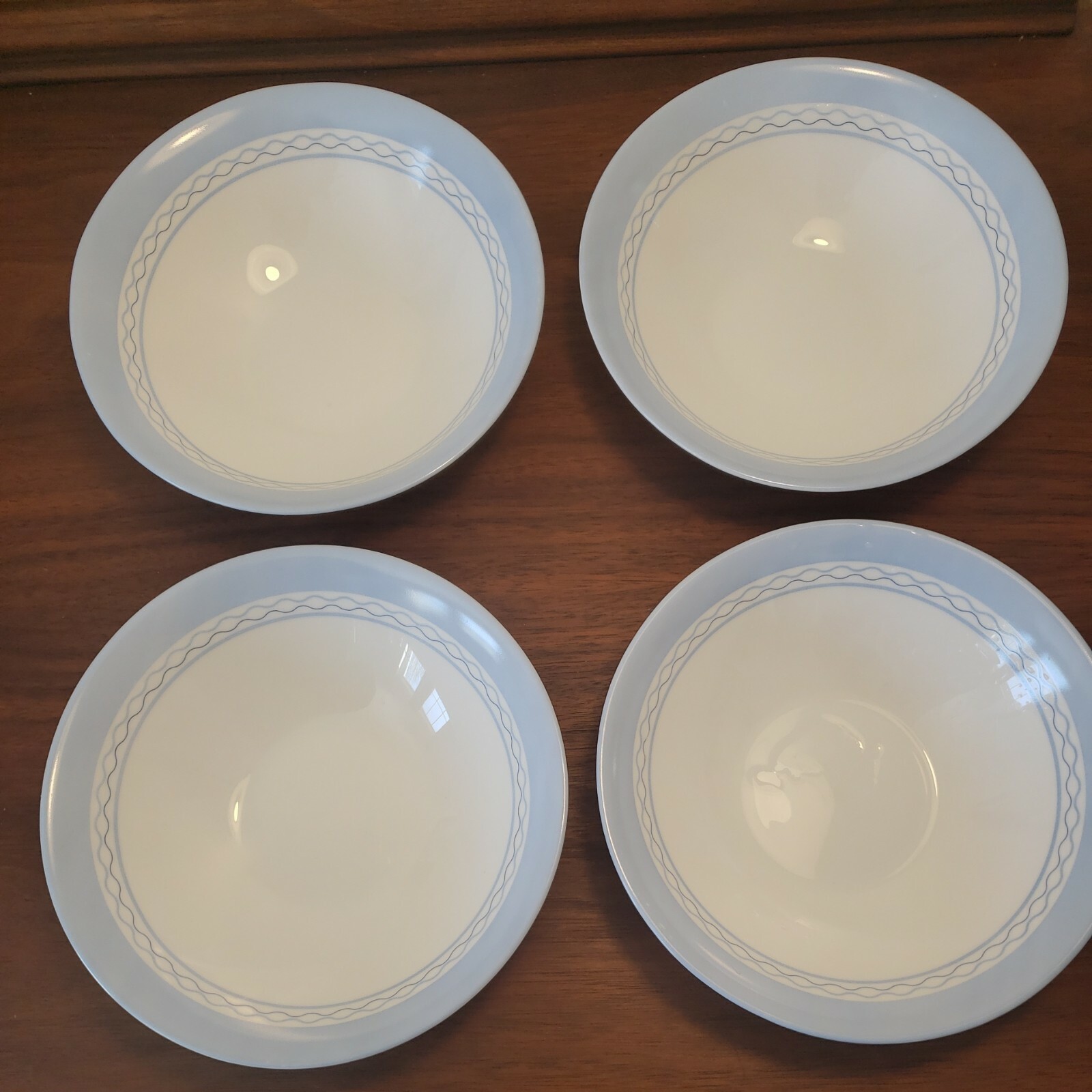 Martha Stewart Everyday Set of 4 Cereal Bowls Blue Bands with Wavy ...