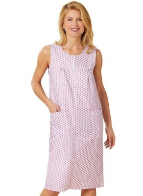 Lati Fashion Dotted Zip-Front Duster - Color: Lilac | Size: Extra Large ...