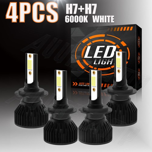 H7+H7 White LED Headlight High/Low Beam Bulbs For BMW E90 F30 328i 330i ...