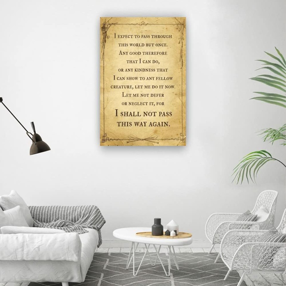 I Shall Not Pass This Way Again Quote Wall Art Vintage Poem Poster ...