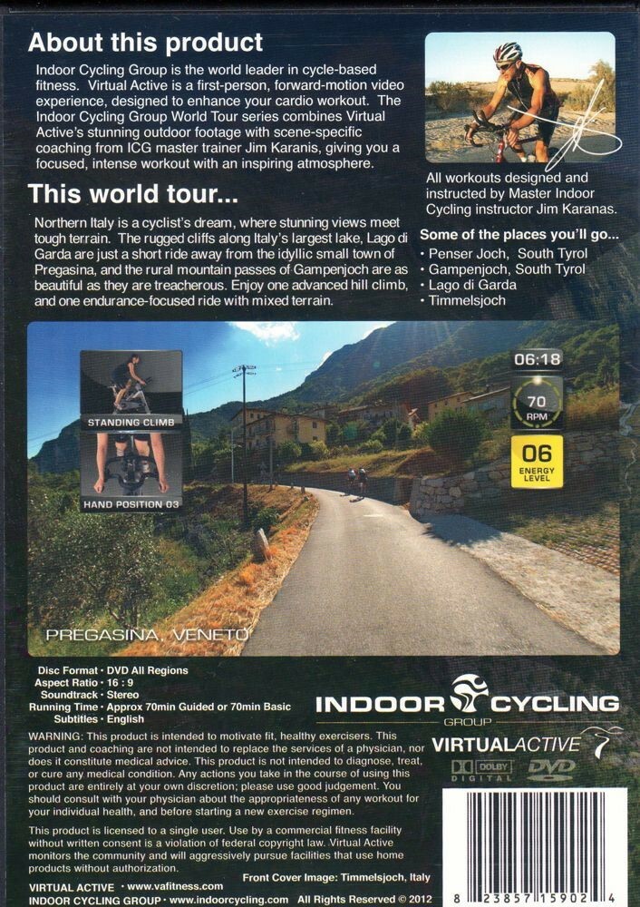 VIRTUAL ACTIVE INDOOR CYCLING WORLD TOUR NORTHERN ITALY BIKE DVD NEW ...
