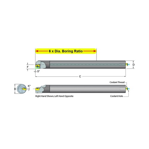 Dorian Tool E10S-SCLPR-2 Carbide Shank Indexable Boring Bar, 59651 | eBay