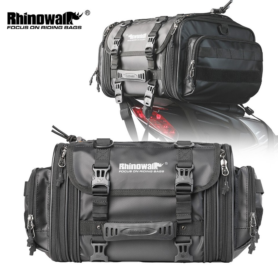 Rhinowalk Motorcycle Tail Bag 26L Waterproof Travel Saddle Rear Seat ...