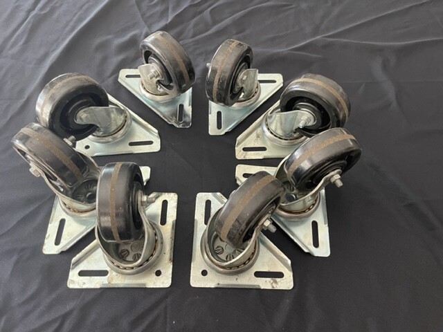 Triangular Mount Casters (REVVO 4-100) 550lb Capacity Each 1 lot of 8 ...