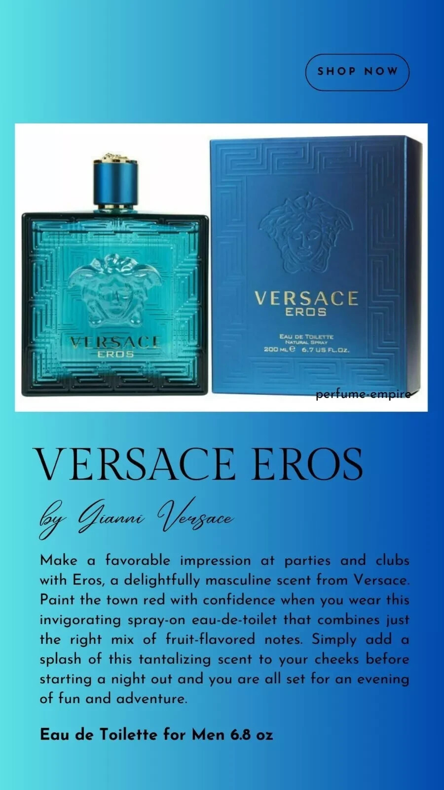 Versace Eros Cologne by Versace, 6.7 oz EDT Spray for Men - New Sealed ...