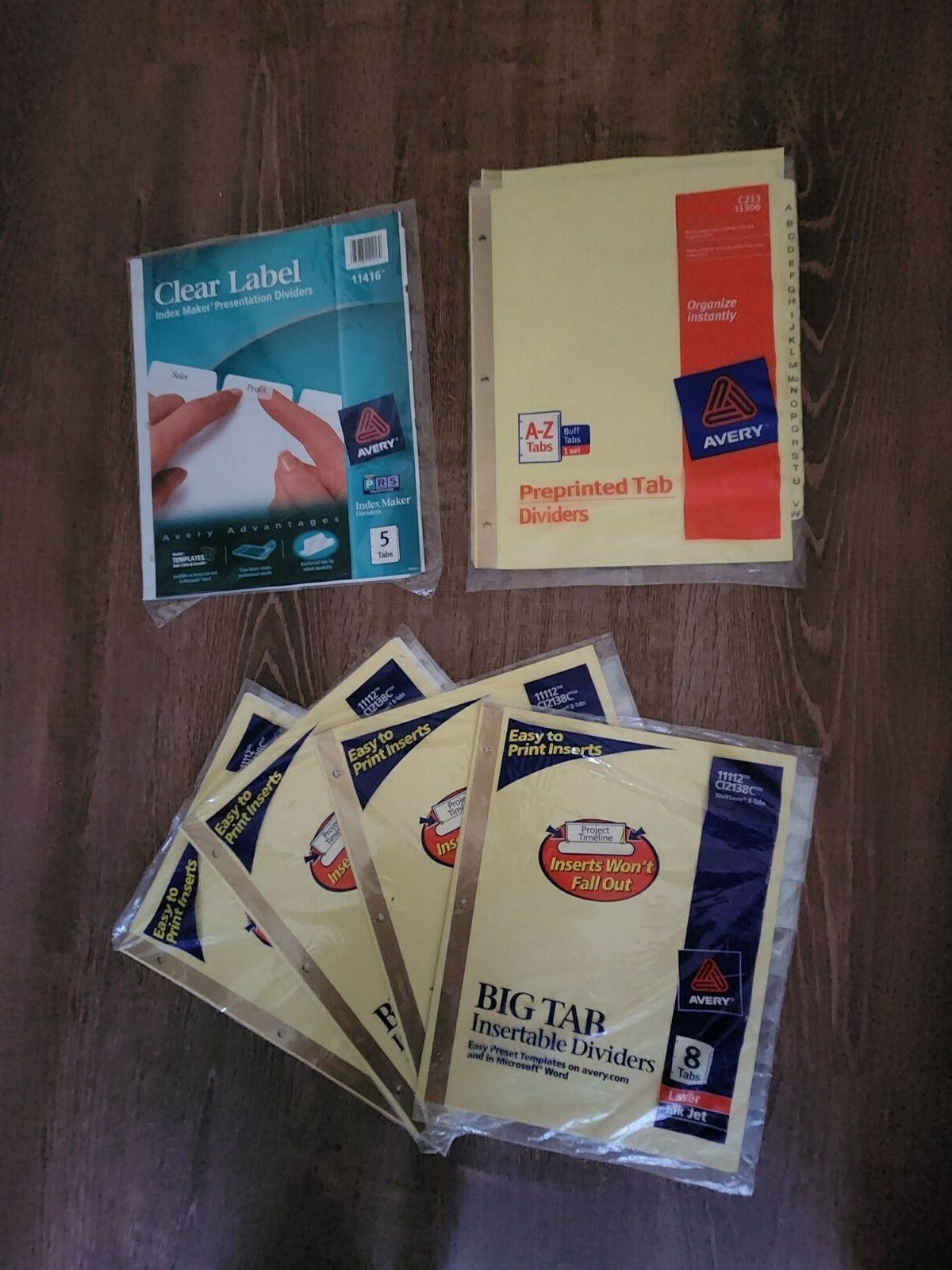 Avery Clear Label Dividers 11416 A-Z Tabs 11306 Big Tab Insertable ...