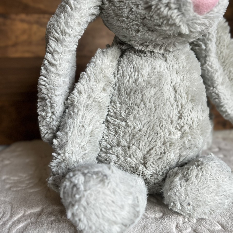 Jellycat Bashful Bunny Rabbit Plush 14" Grey Floppy Stuffed Animal ...
