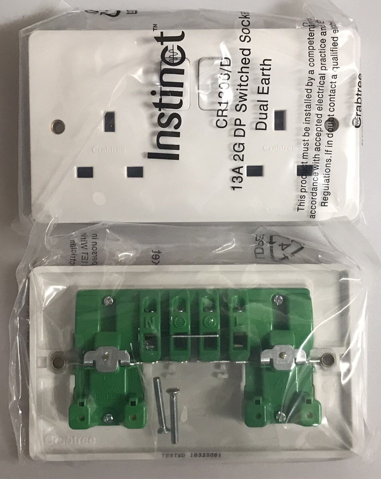 Crabtree CR1306D Socket Curved Edge Clamp Connect 13A DUAL EARTH Box of ...