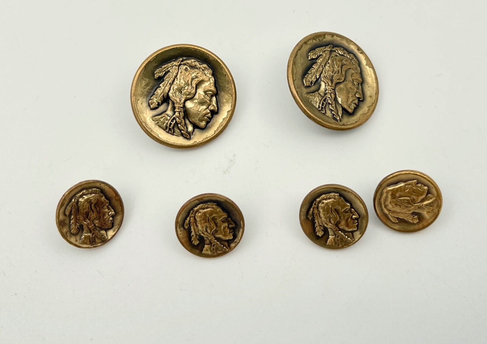 Vintage Indian Head Liberty Buttons Gold Antiqued Set of 6 | eBay