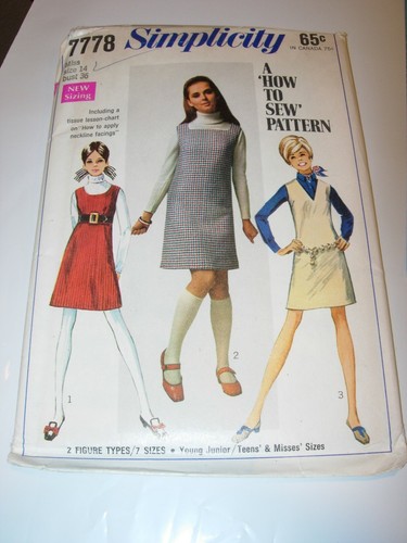 GIRLS TEEN UNCUT SIMPLICITY 7778 SEWING PATTERN JUMPER DRESS SIZE 14 36 ...