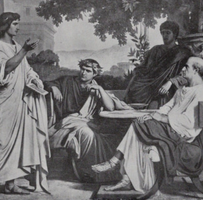 NEOCLASSICAL - Ancient Roman Poets in Garden Horace 1894 Antique ...