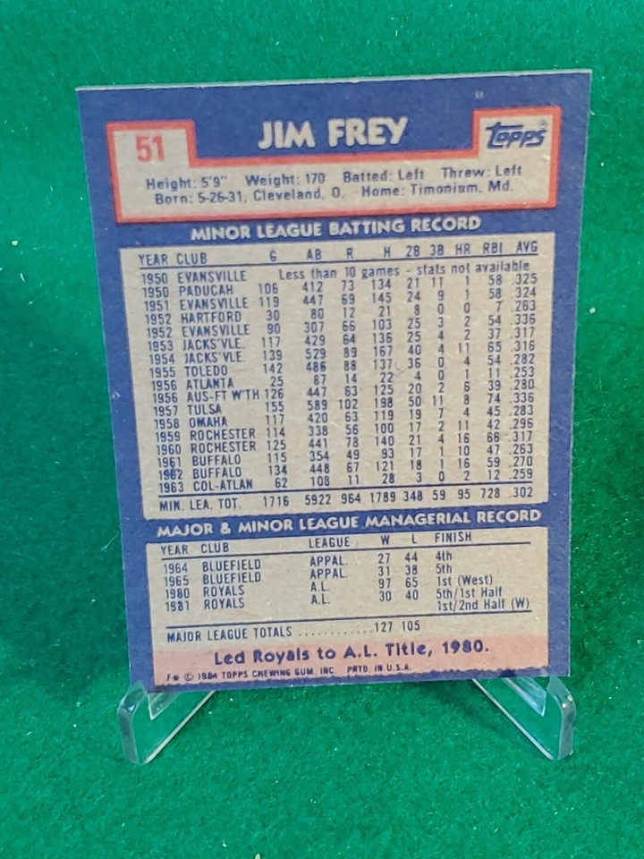 1984 Topps Jim Frey #51 Chicago Cubs Baseball Card | eBay