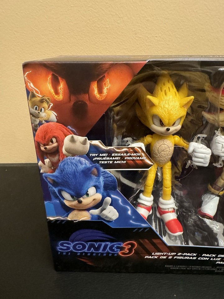 Super Shadow Super Sonic 3 Jakks 5" Light Up 2 Pack HEDGEHOG Figure New ...