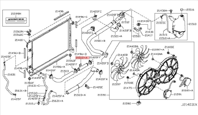 Nissan Genuine Pipe-Sub Radiator 21537 - JP00A | OE | Engine ...
