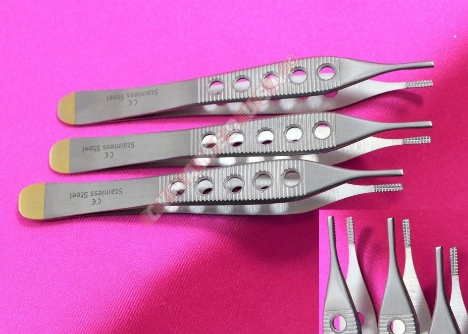 4 GOLD HANDLE AUTOCLAVABLE ADSON BROWN TISSUE PLASTIC SURGERY FORCEP 4. ...