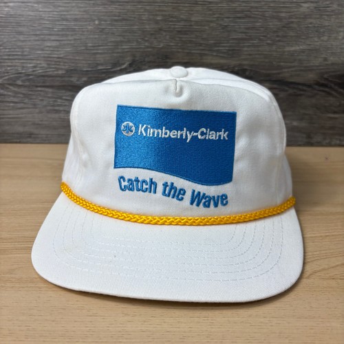 Vintage Kimberly Clark Hat Cap Snap Back White Catch The Wave USA Made ...