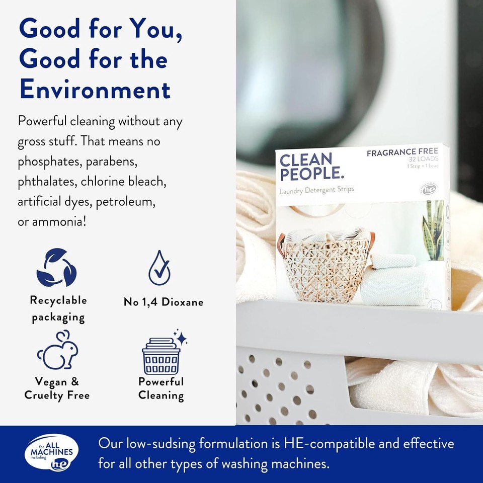 Clean People Laundry Detergent Sheets - Plant-Based, Hypoallergenic ...