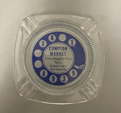Compton Market Advertising Ashtray 4 1/8”x4 1/8” vintage telephone dial ...