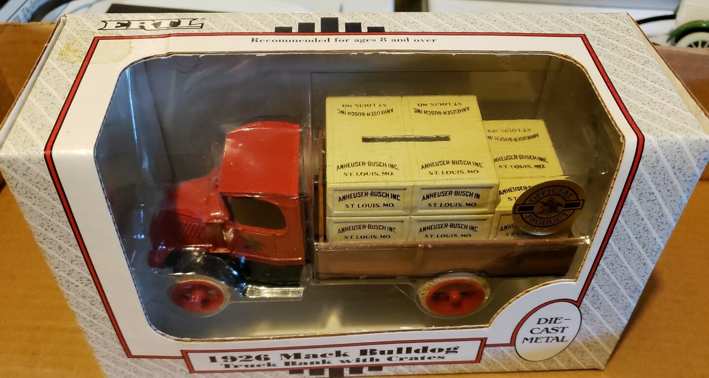 ertl #9047 anheuser busch 1926 mack bulldog truck w/crates 1/38th 1989 ...