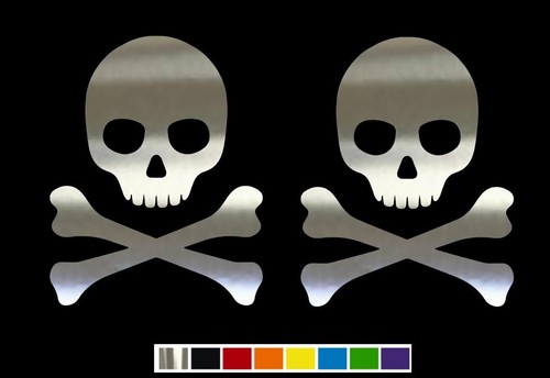 (2) Skull and Crossbones Vinyl Decal Set CUSTOM SIZE COLOR for CARS ...