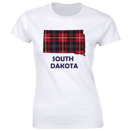 South Dakota Red Plaid State Map T-Shirt for Women Home Pride Christmas ...