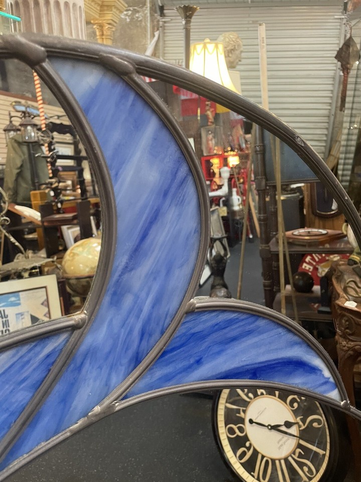 1973 Carvers Guild Leaded Stain Glass Wall Mirror by Anita Fitzgerald ...