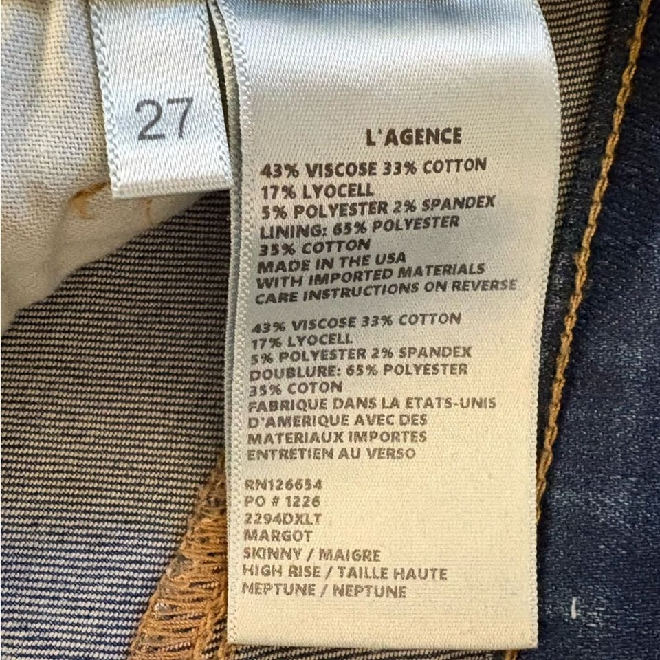 L'AGENCE Margot Skinny High Rise Gold Side Stripe Jeans Size 27 | eBay