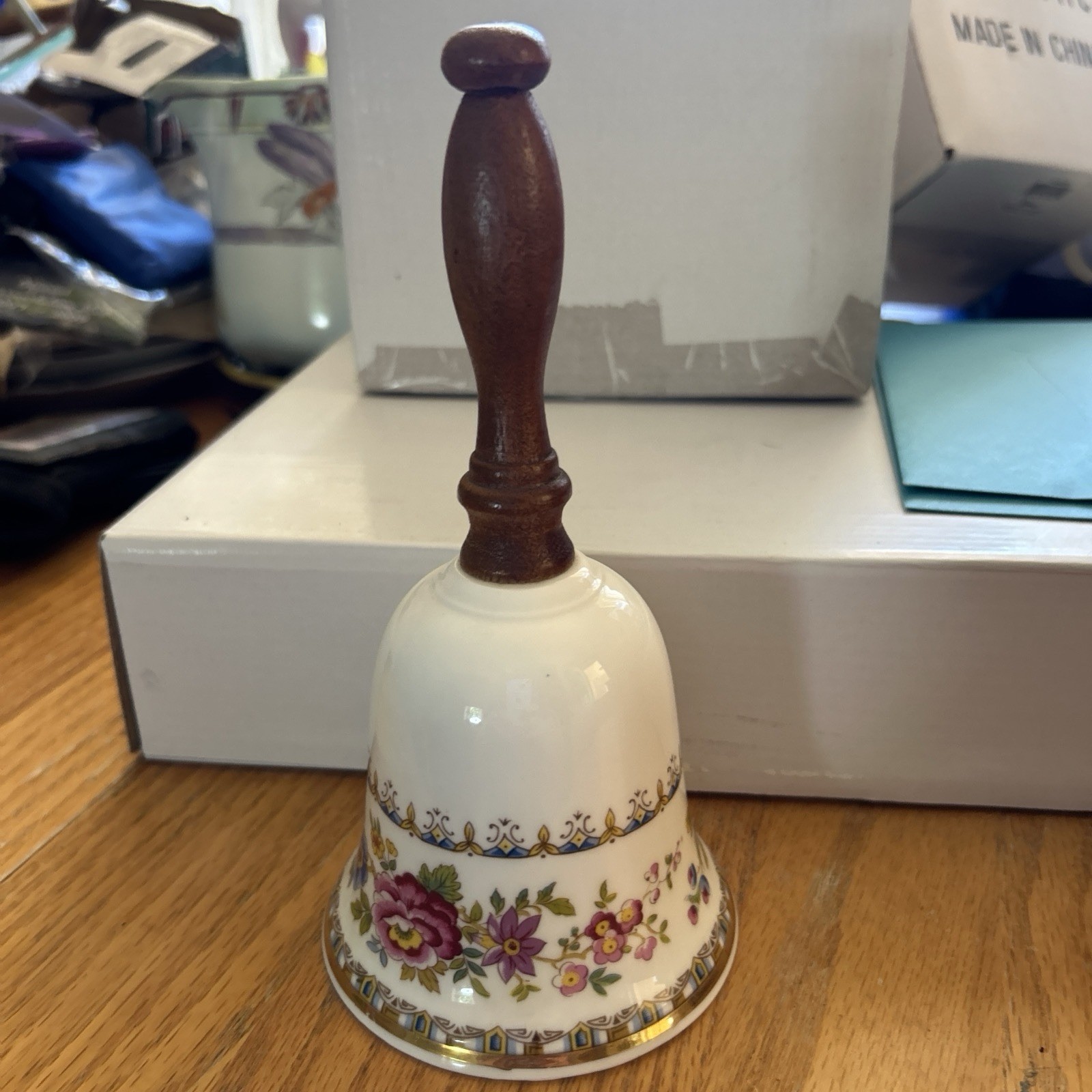 Royal Grafton Malvern Fine Bone China Bell with Wooden Handle 7" Tall