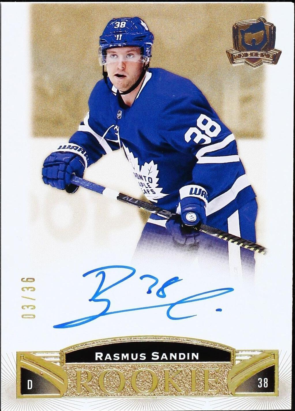 2019-20 Upper Deck The Cup - Rookie Auto Rasmus Sandin #136 Gold ...