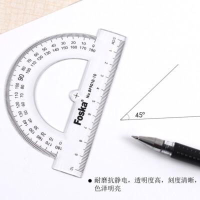10cm Plastic 180 Degree Protractor - Semi Circle Half Measure Angle ...
