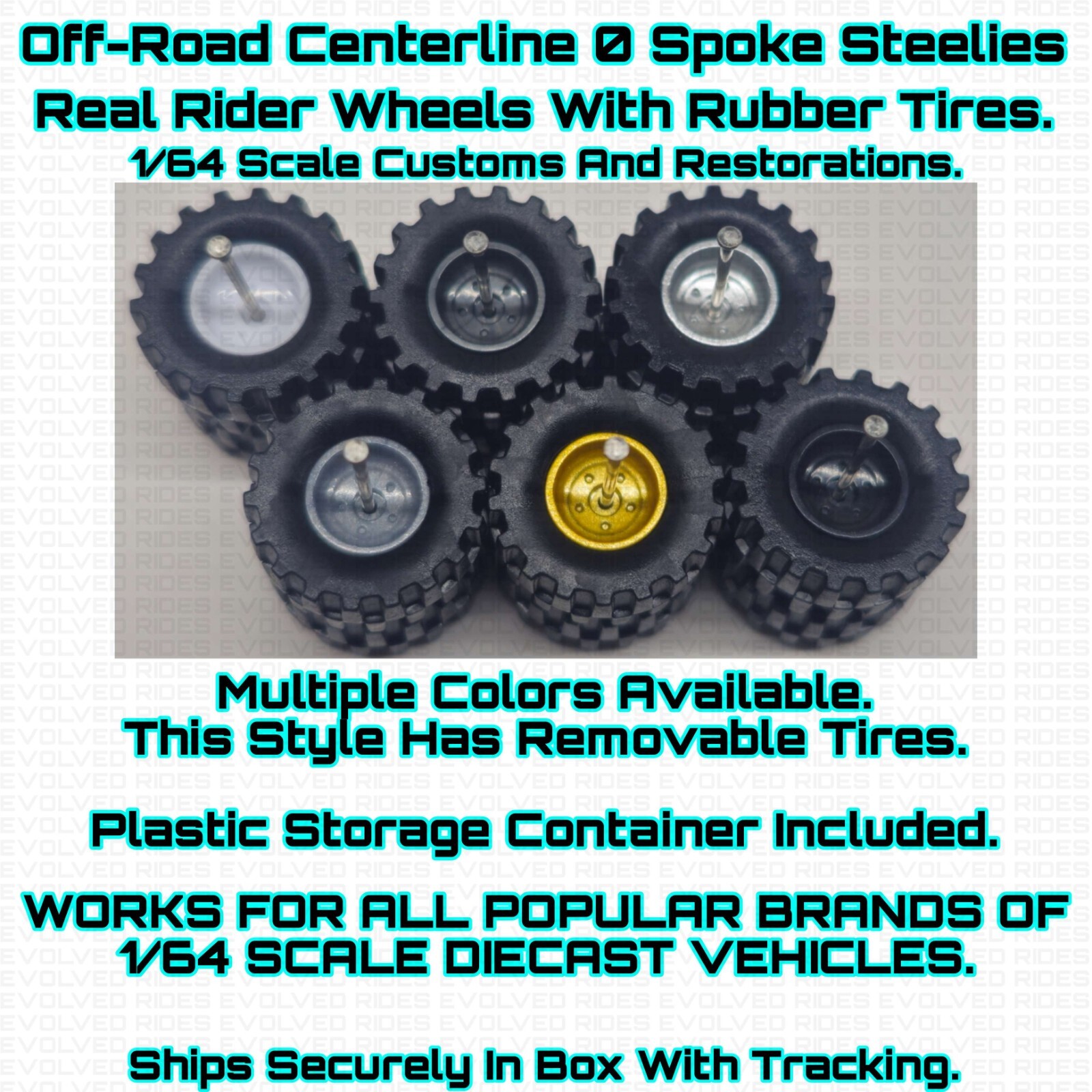 Centerline Steelie OFF-Road Real Rider Wheels Rubber Tire For 1/64 ...