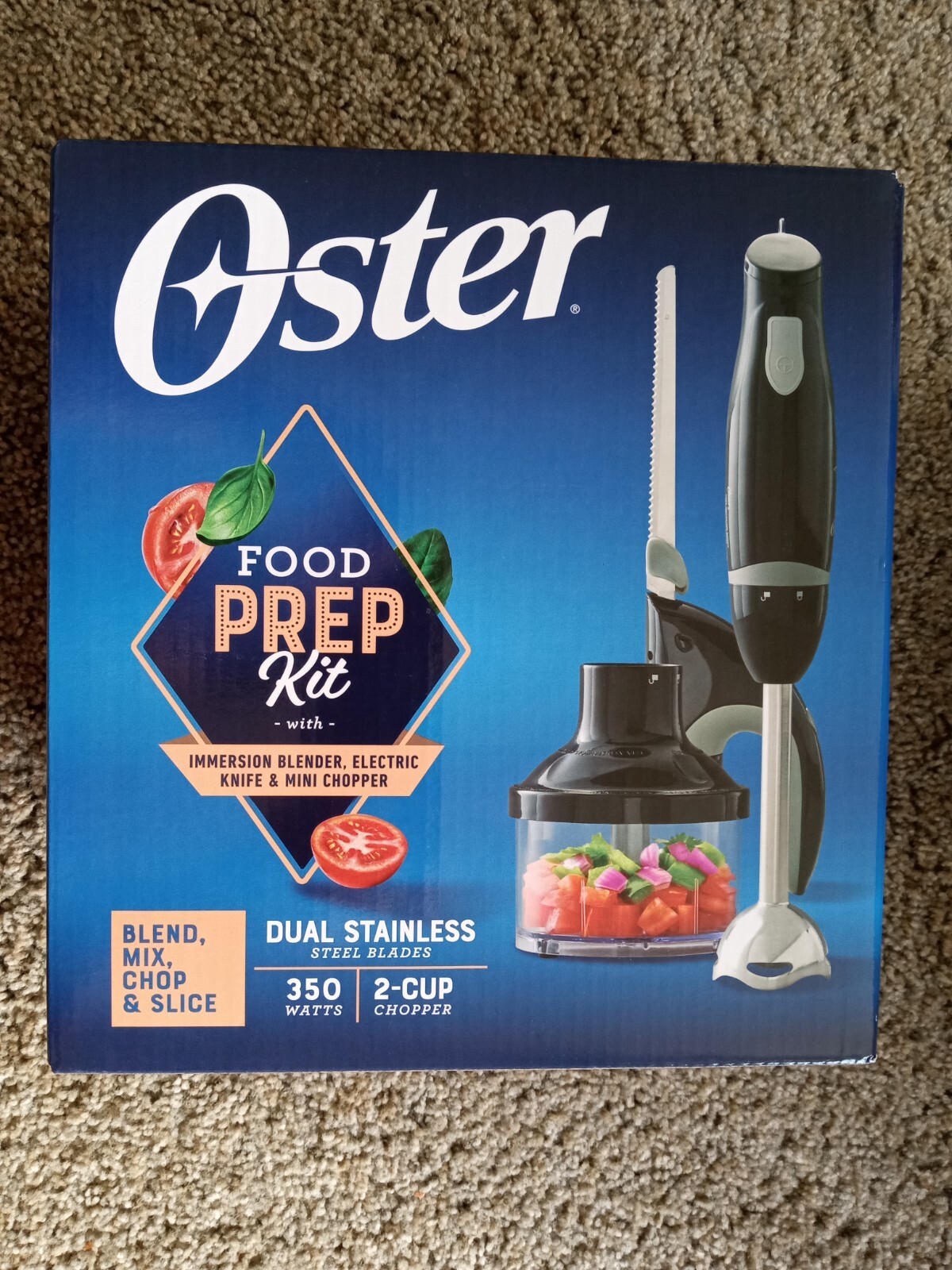 Oster Food Prep Kit with Immersion Blender, Electric Knife, and 2-Cup ...