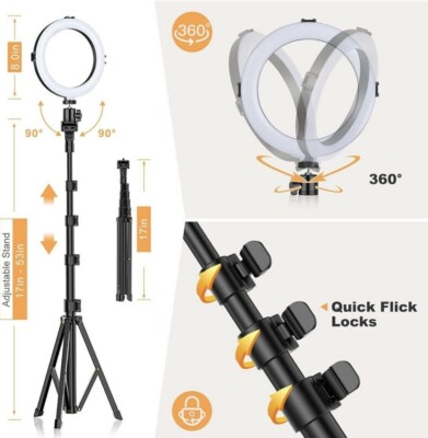 NEW VIEWOW Model AKL02 8.0 Inch Selfie Ring Light With Tripod Stand | eBay