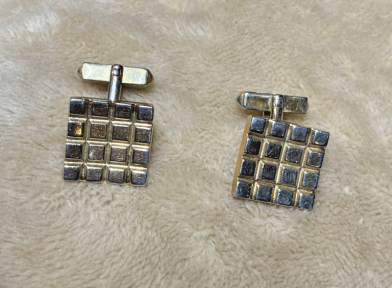 Swank Signed Cubist Square Pattern Gold-Tone .05" Slant Cufflinks VTG ...
